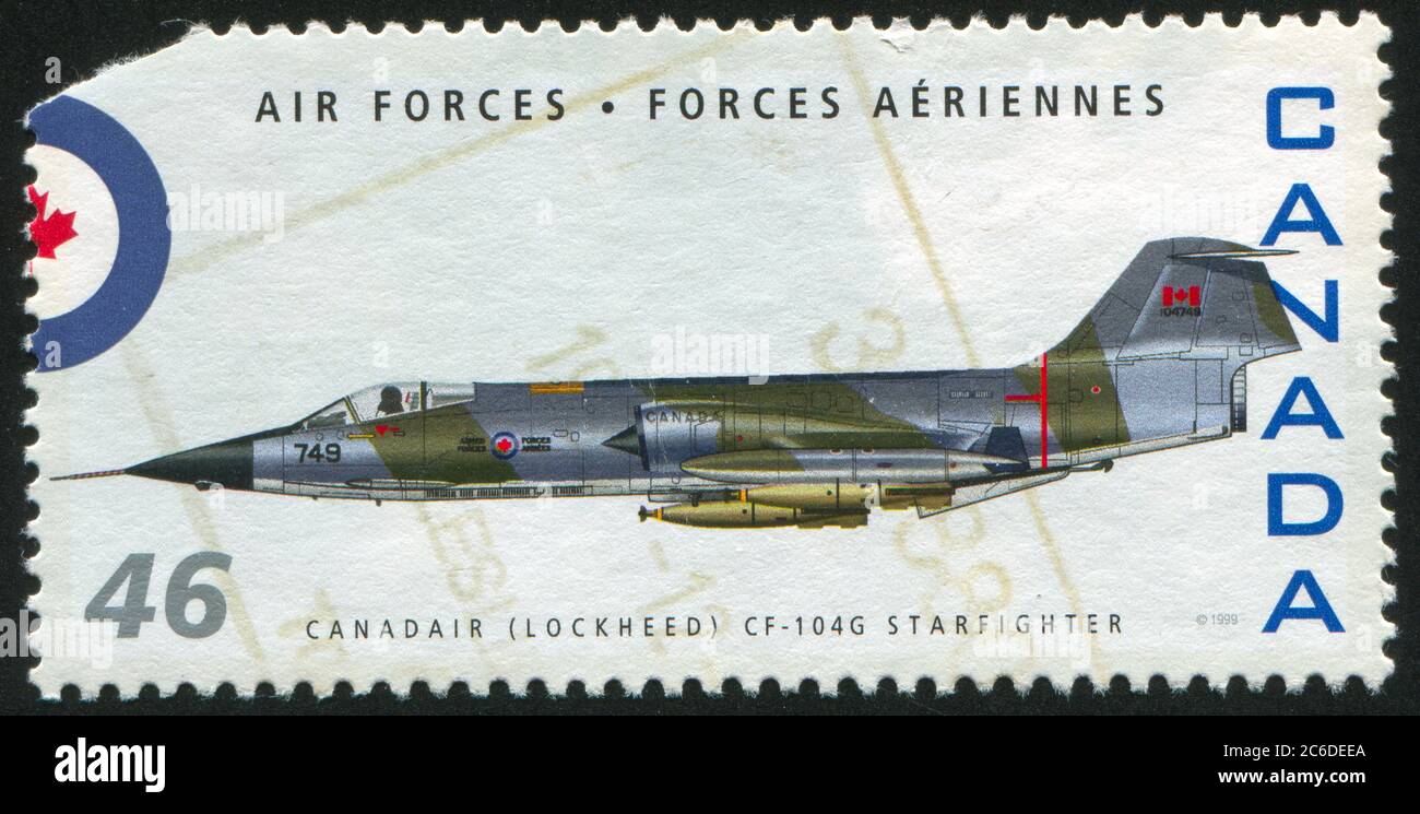 CANADA - CIRCA 1999: stamp printed by Canada, shows aeroplane, Canadair ...