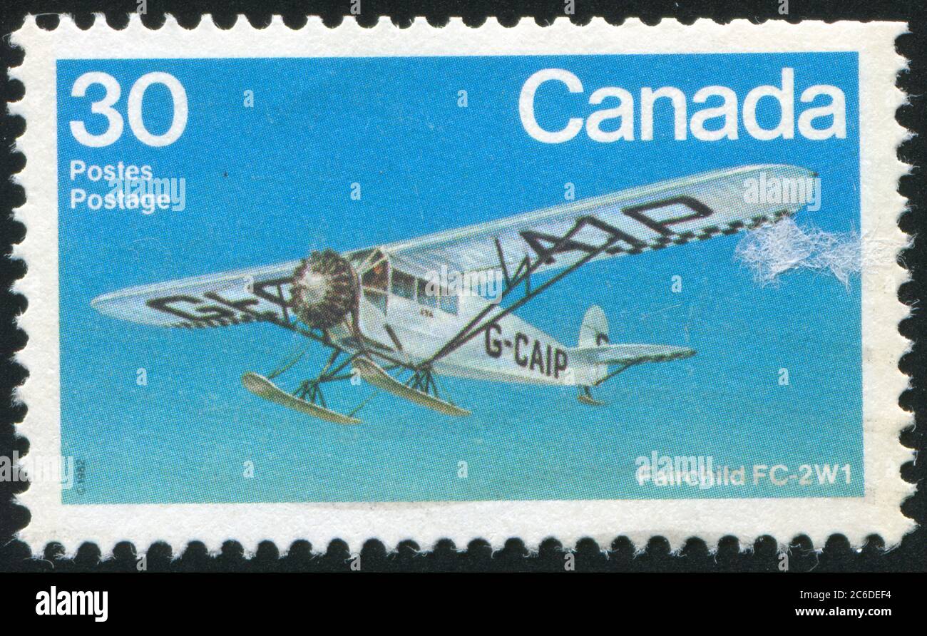 CANADA - CIRCA 1982: stamp printed by Canada, shows aeroplane ...