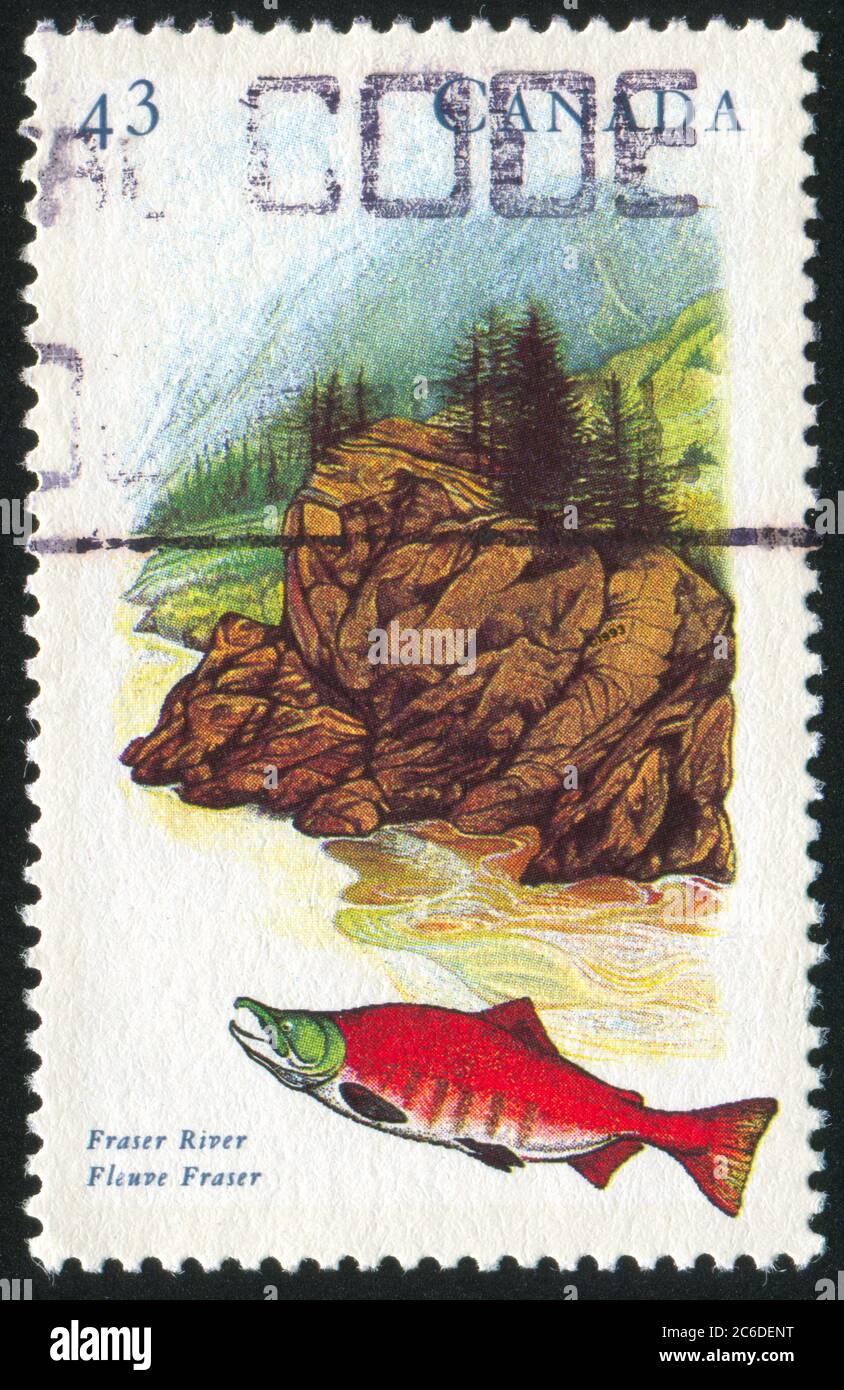 CANADA - CIRCA 1993: stamp printed by Canada, shows Fraser River circa ...