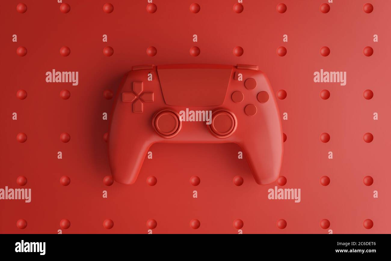 Single Red Joystick Background 3D Rendering Stock Photo - Alamy