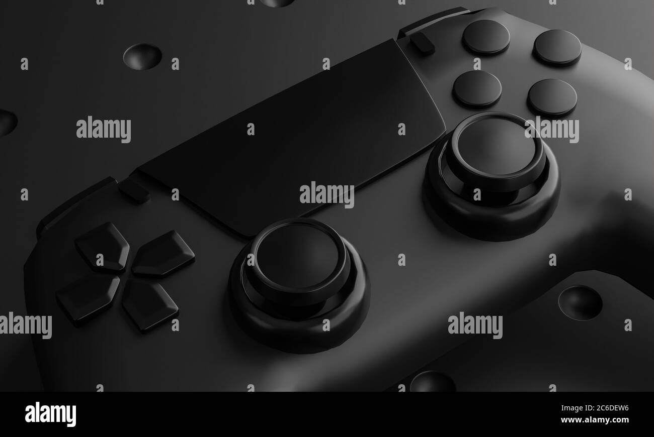 Closeup Black Joystick Background 3D Rendering Stock Photo - Alamy