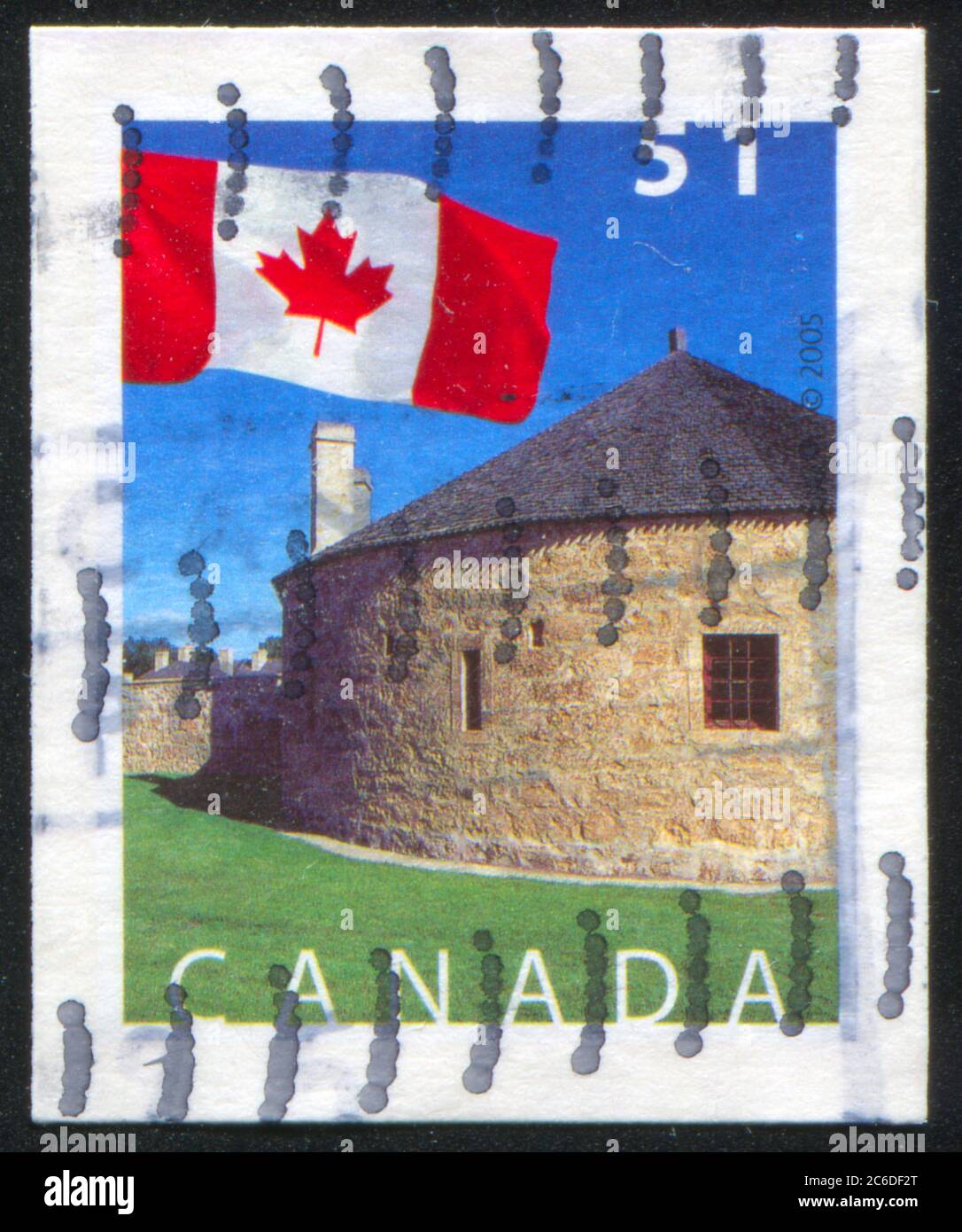 CANADA - CIRCA 2005: stamp printed by Canada, shows Flag and Lower Fort ...