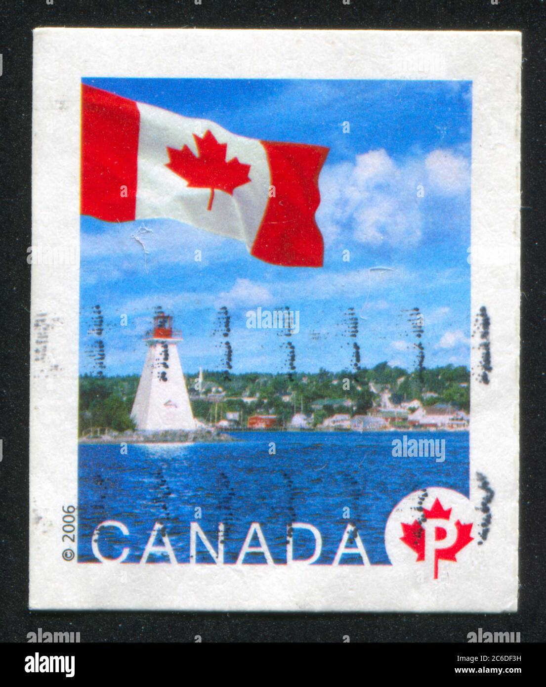 CANADA - CIRCA 2006: stamp printed by Canada, shows Flag and Lake, Nova ...