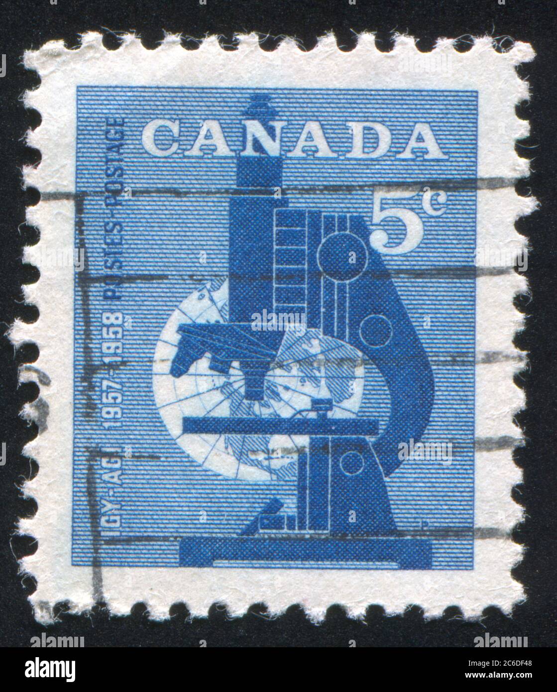 CANADA - CIRCA 1958: stamp printed by Canada, shows Microscope and ...
