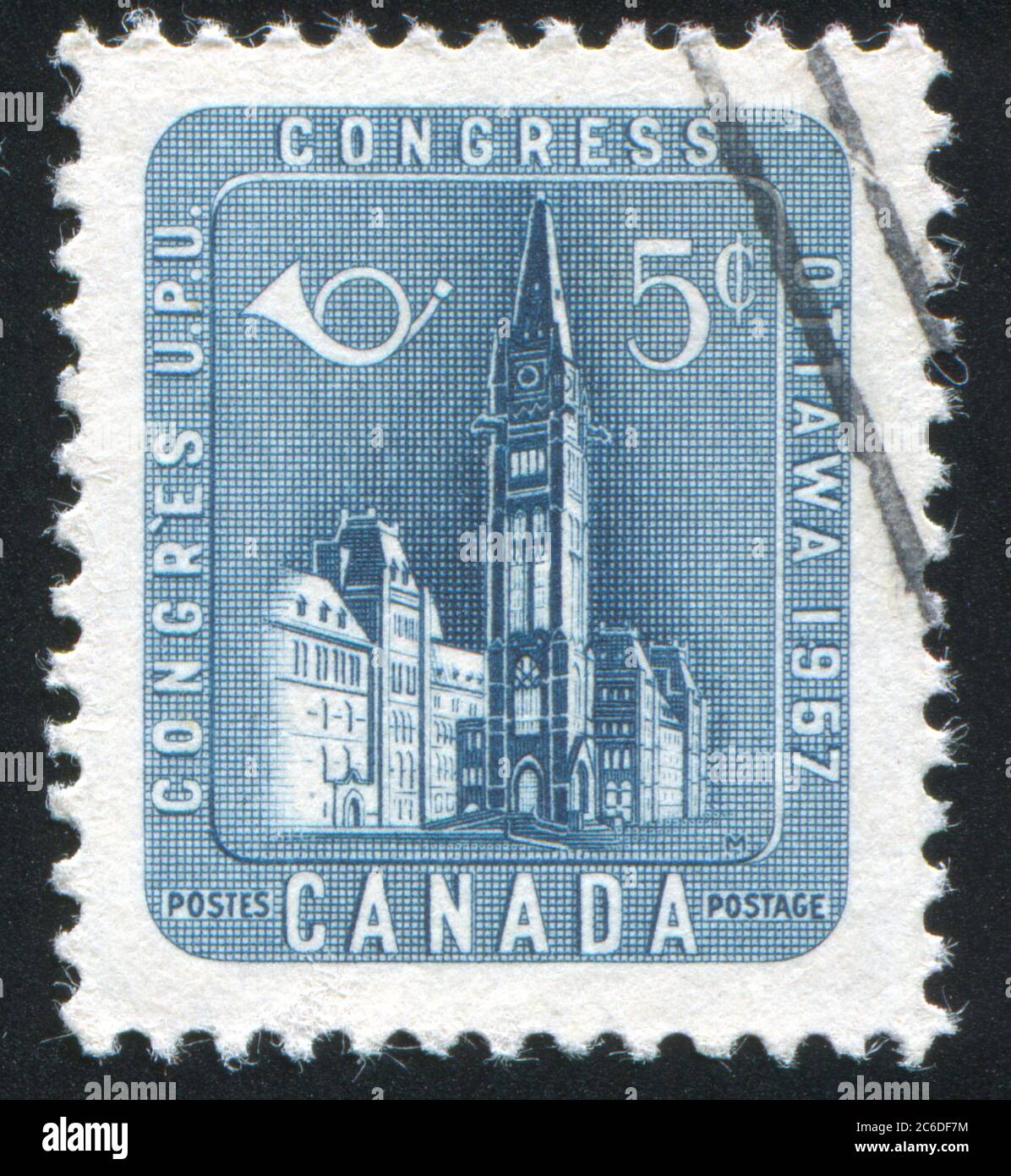 CANADA - CIRCA 1957: stamp printed by Canada, shows Parliament Building ...