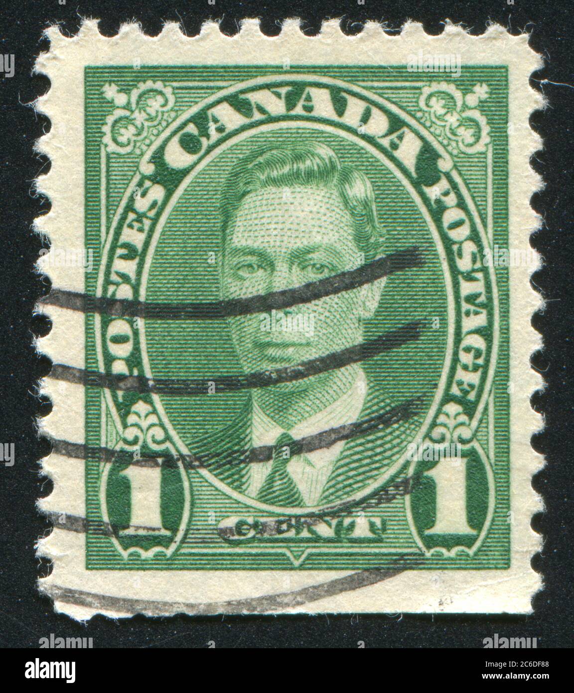 CANADA - CIRCA 1937: stamp printed by Canada, shows George VI, Tree ...