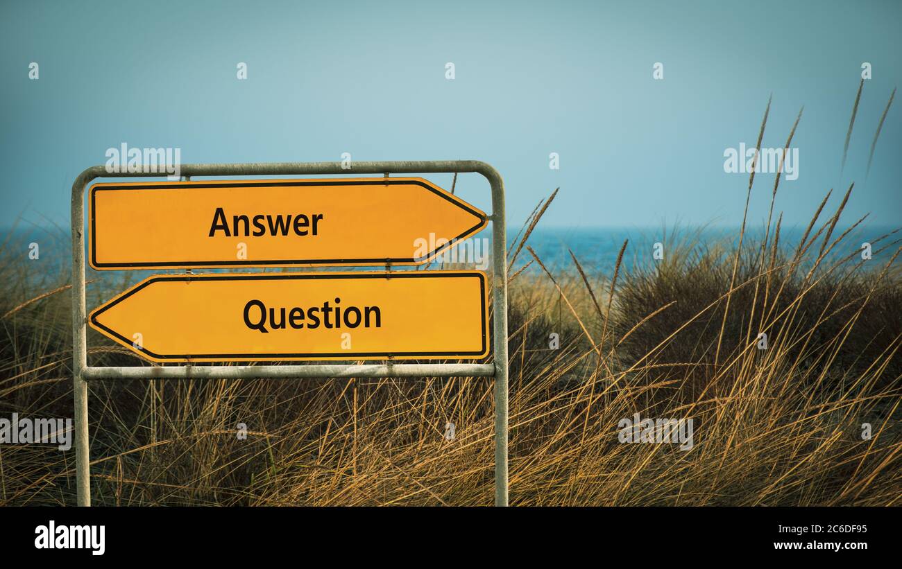 Street Sign the Direction Way to Answer versus Question Stock Photo - Alamy