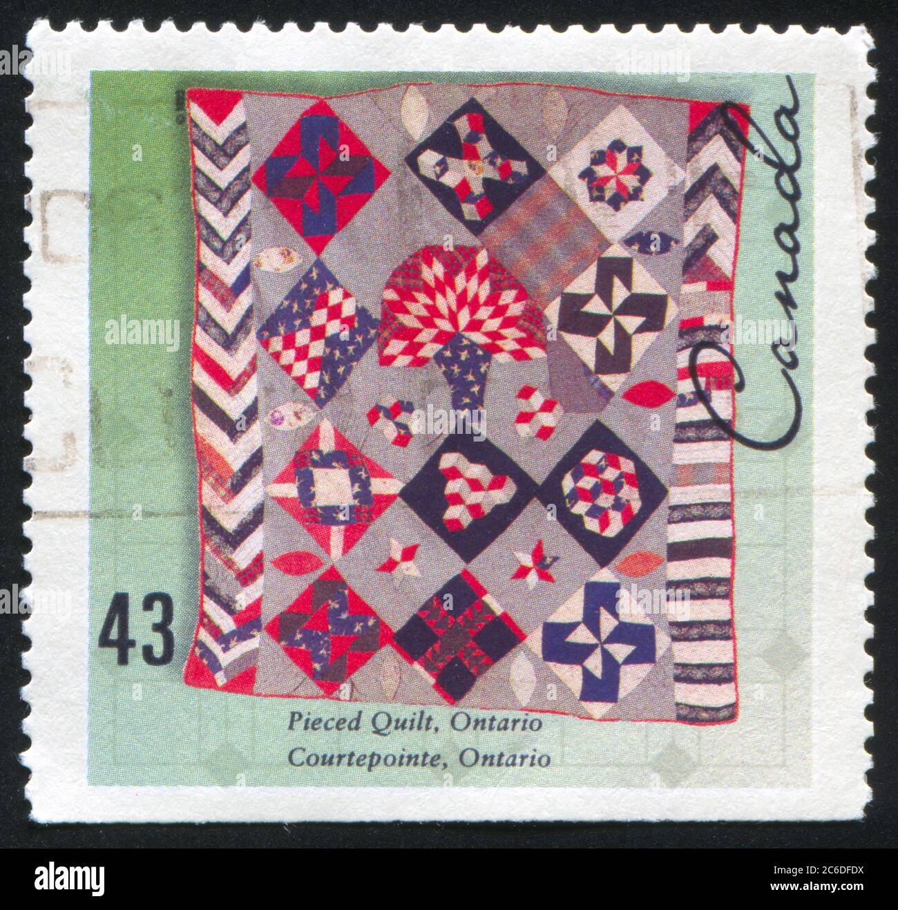 CANADA - CIRCA 1993: stamp printed by Canada, shows Pieced quilt ...
