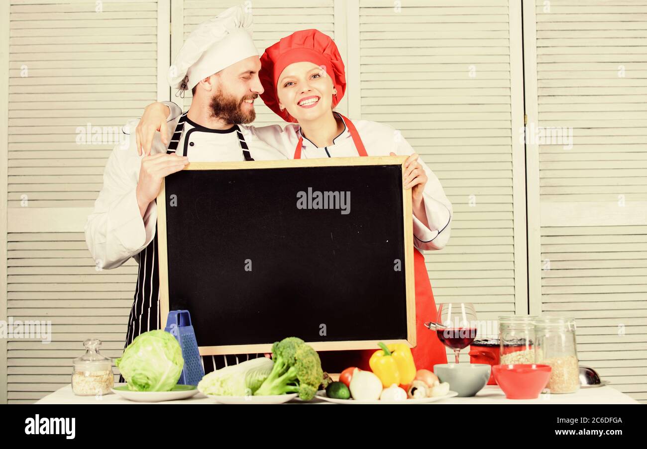 Family values. Share joy. Man and woman chef cooking food together ...