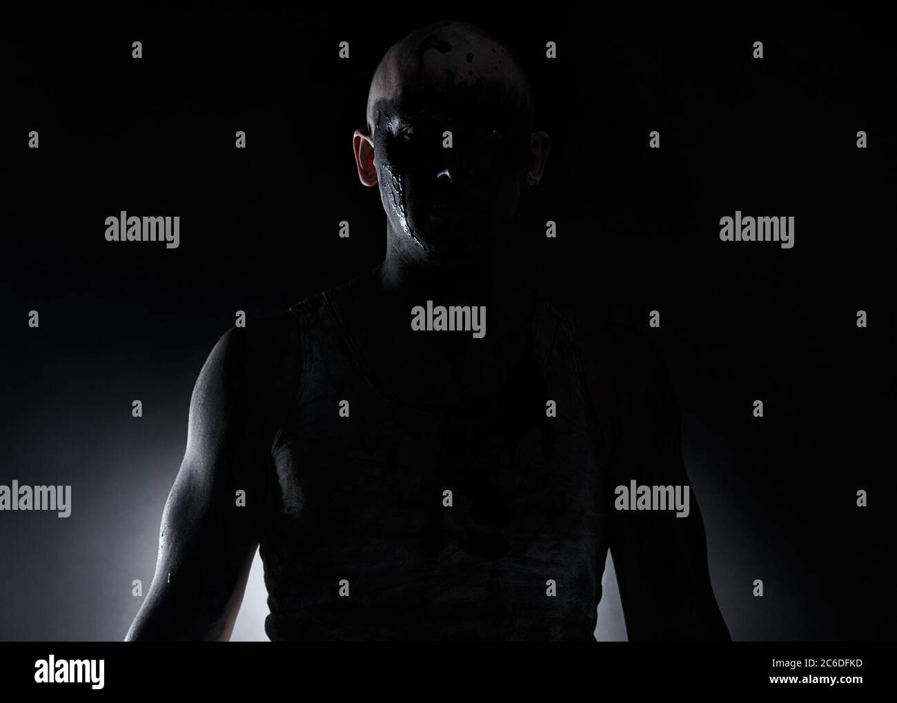 Image of bald man's silhouette in shadow Stock Photo - Alamy