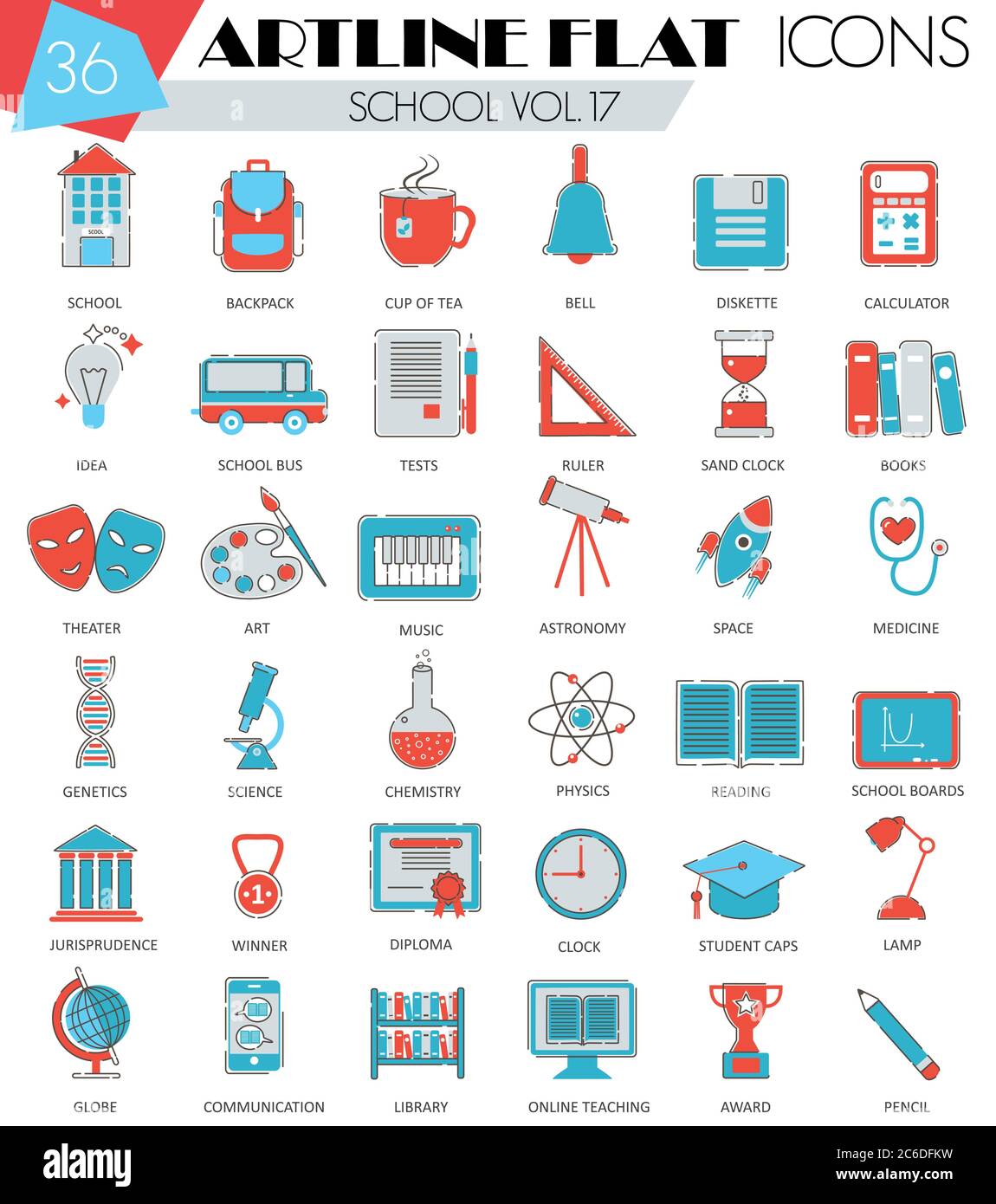 Vector School University college ultra modern outline artline flat line ...