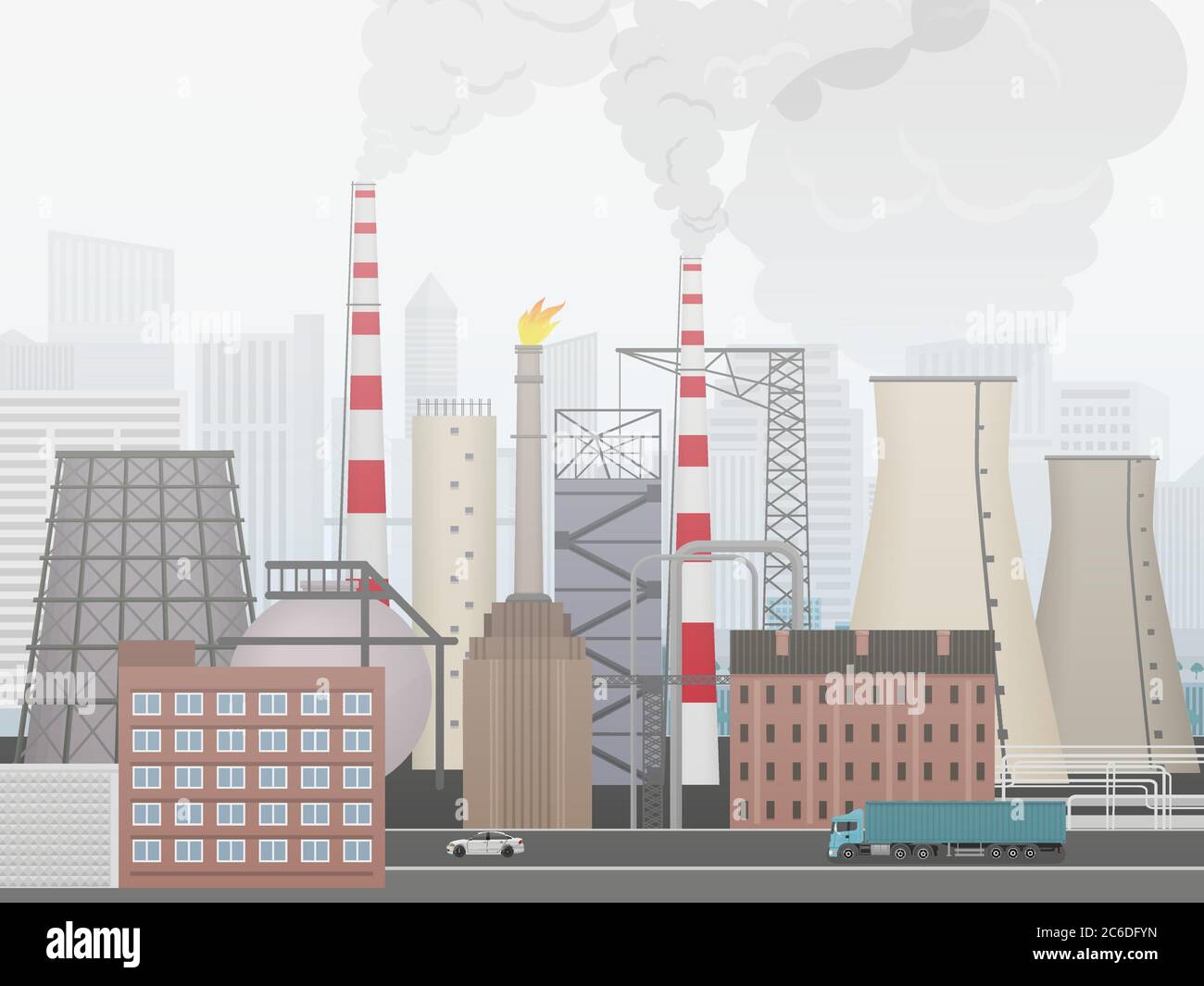 Industrial factory landscape. Plant or factory the city background in ...