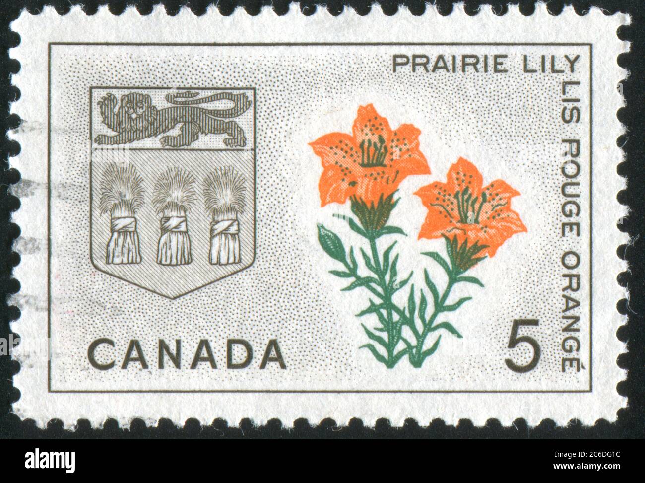 CANADA - CIRCA 1965: stamp printed by Canada, shows Prairie lily and ...