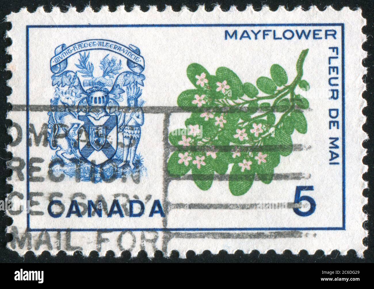 CANADA - CIRCA 1965: stamp printed by Canada, shows Mayflower and arms ...