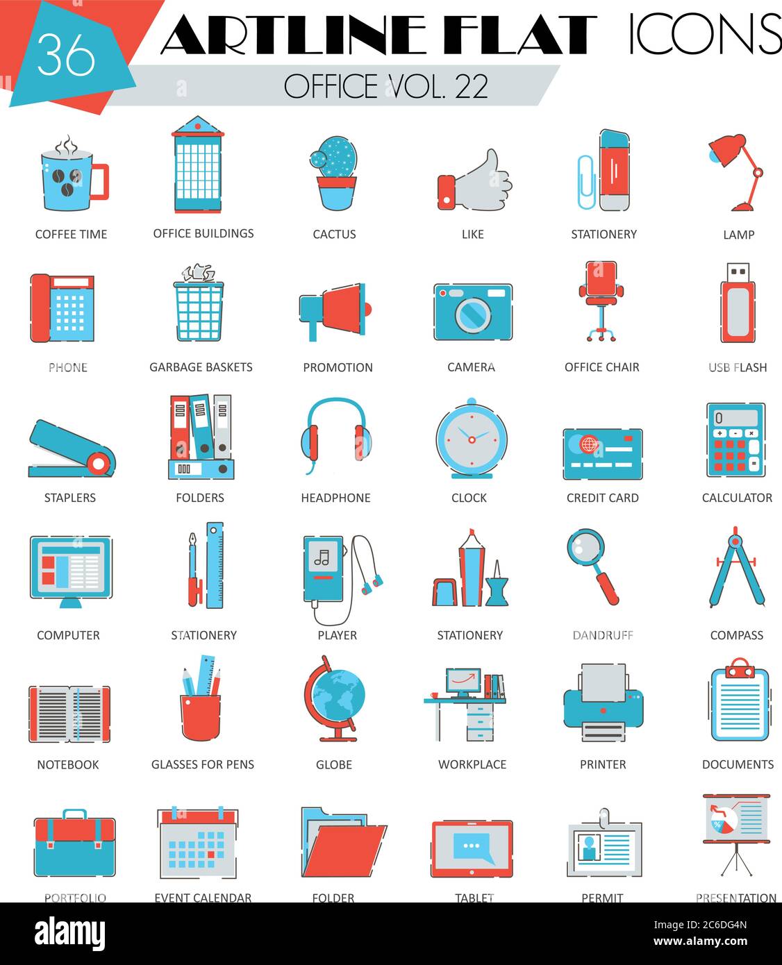 Vector Office ultra modern outline artline flat line icons for web and ...