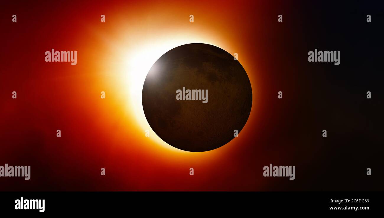 Sun Moon Lunar Eclipse 3d illustration Stock Photo - Alamy
