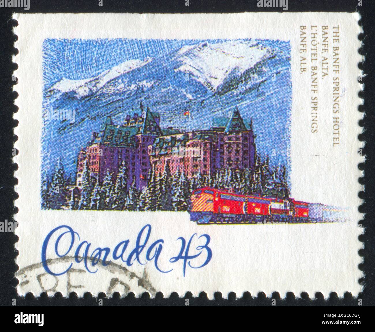 CANADA - CIRCA 1993: stamp printed by Canada, shows Banff Springs hotel ...