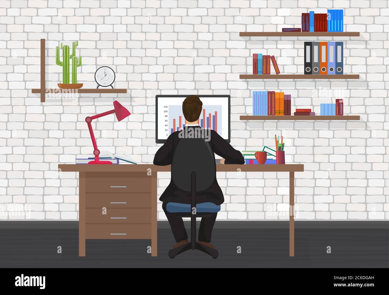 Man sitting on chair, rear Stock Vector Images - Alamy