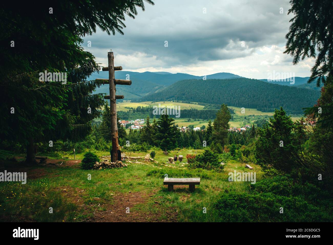 Sumiac kalvaria. Calvary slovakia under hill Kralova hola Stock Photo ...