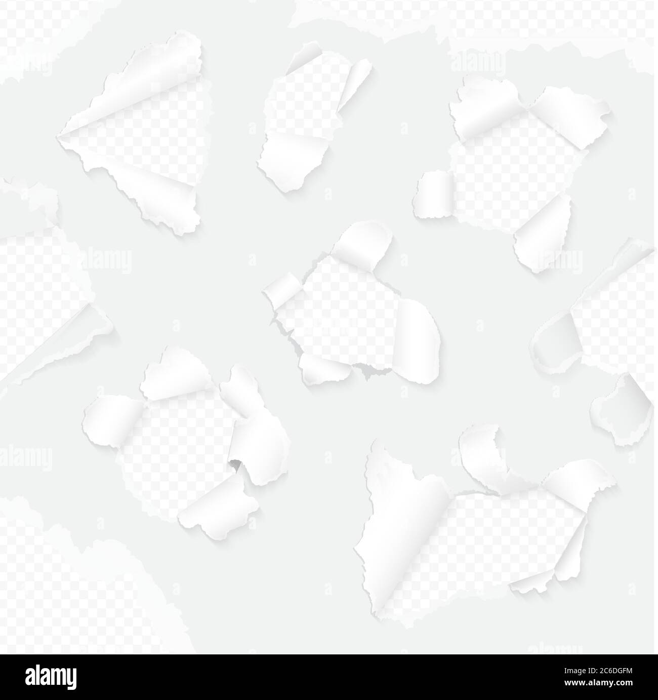 Vector realistic paper with ripped edges collection. White torn paper ...