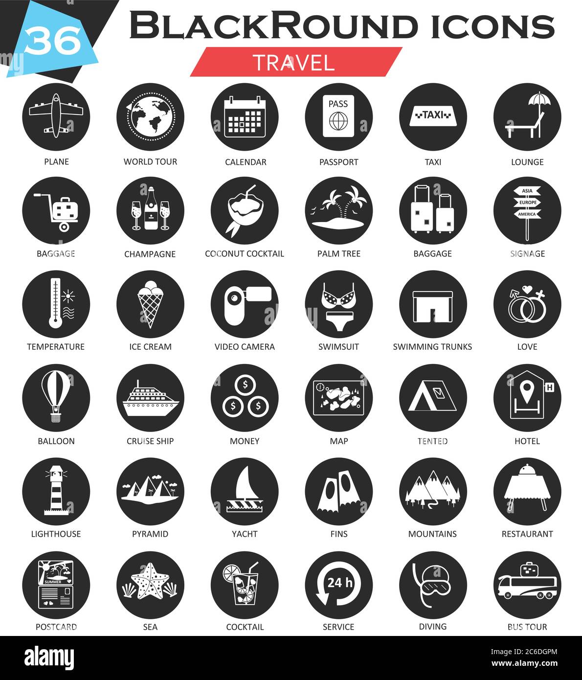 Vector Hotel circle white black icon set. Ultra modern icon design for ...