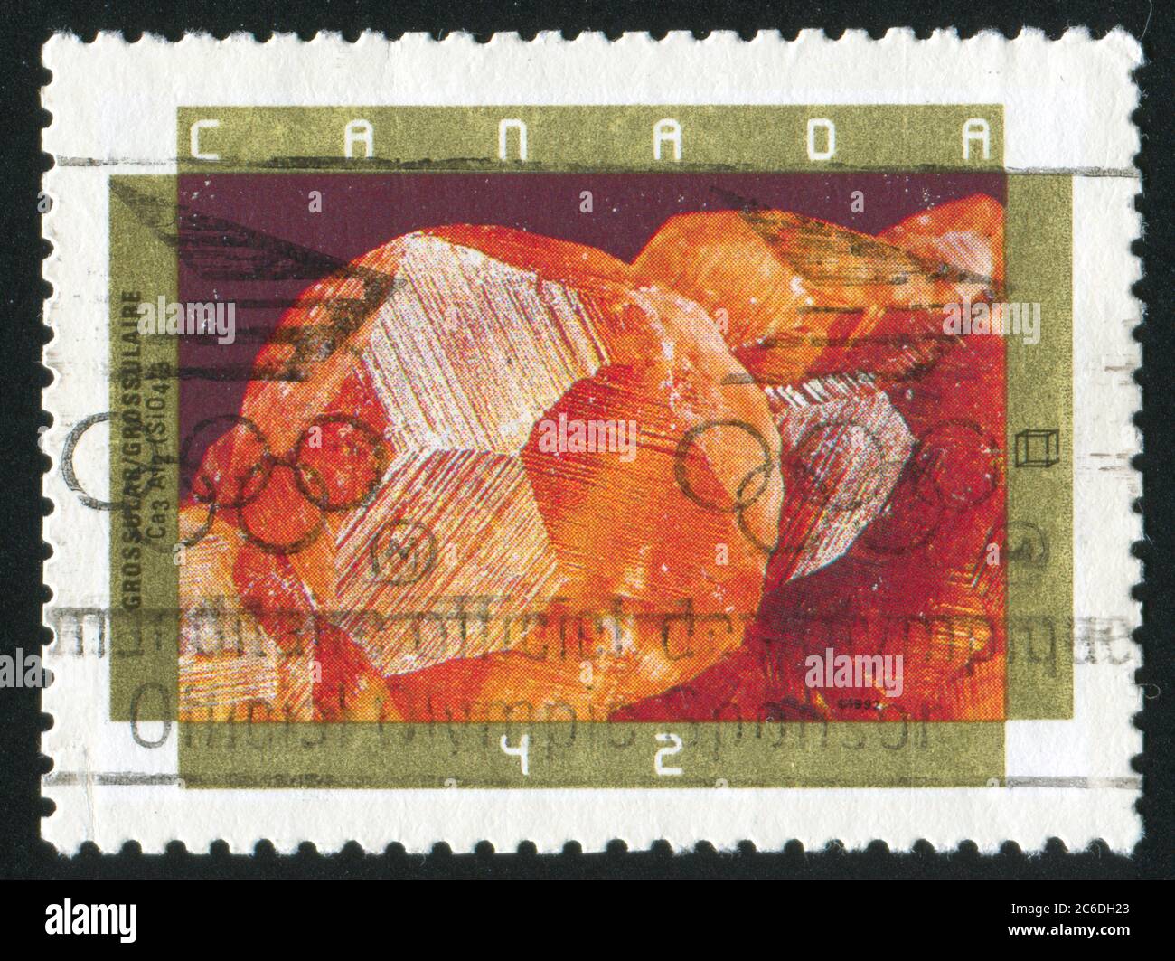 CANADA - CIRCA 1992: stamp printed by Canada, shows Minerals, Grossular ...