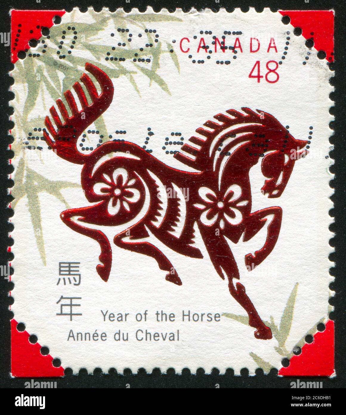 CANADA - CIRCA 2002: stamp printed by Canada, shows Horse and Bamboo ...