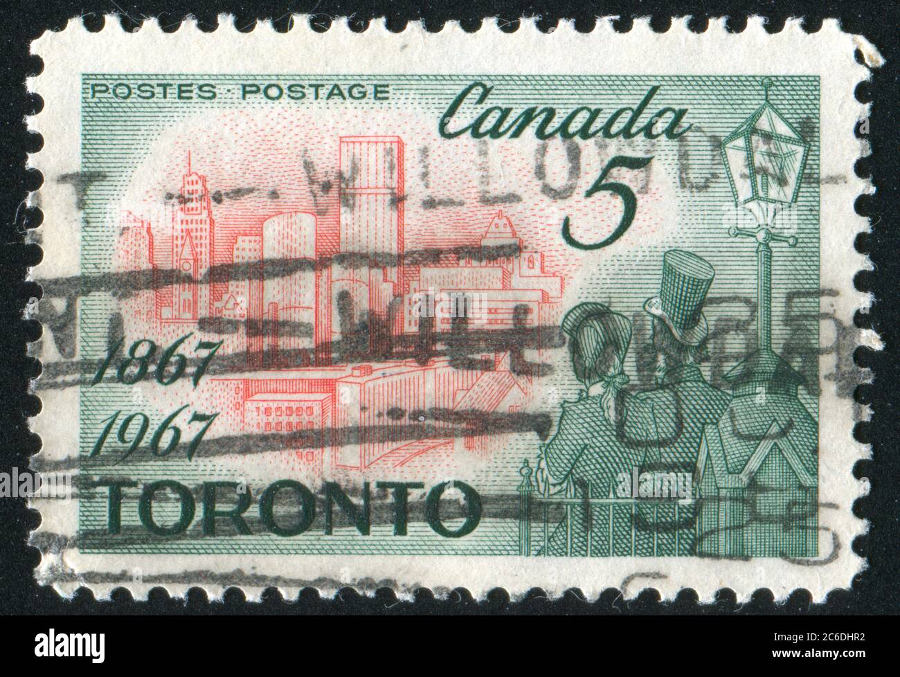CANADA - CIRCA 1967: stamp printed by Canada, shows Toronto in 1967 and ...
