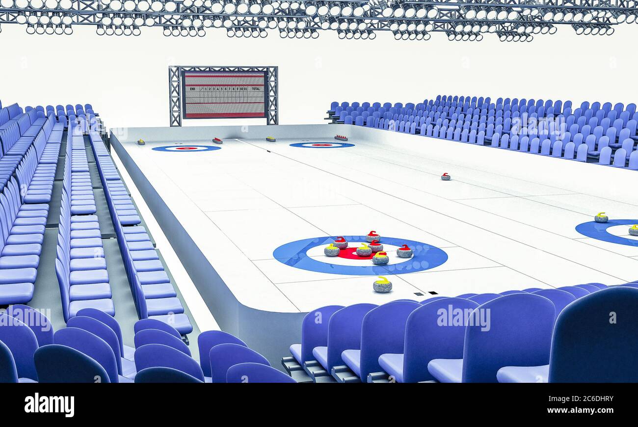 3D Render of Ice arena for playing curling Stock Photo - Alamy
