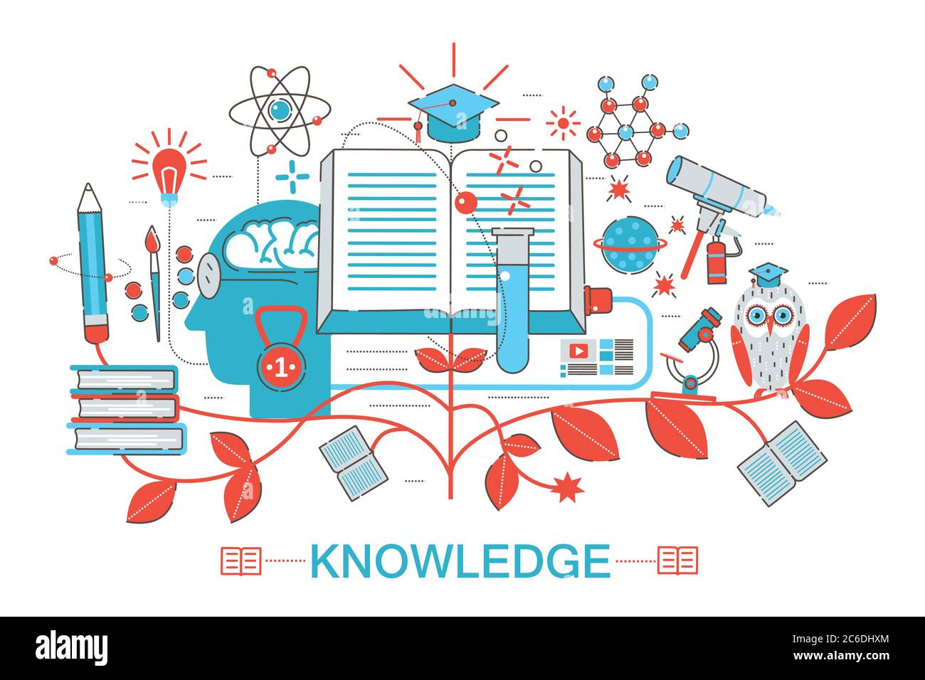 Modern graphic flat line design style infographics concept of online learning, knowledge, for ...