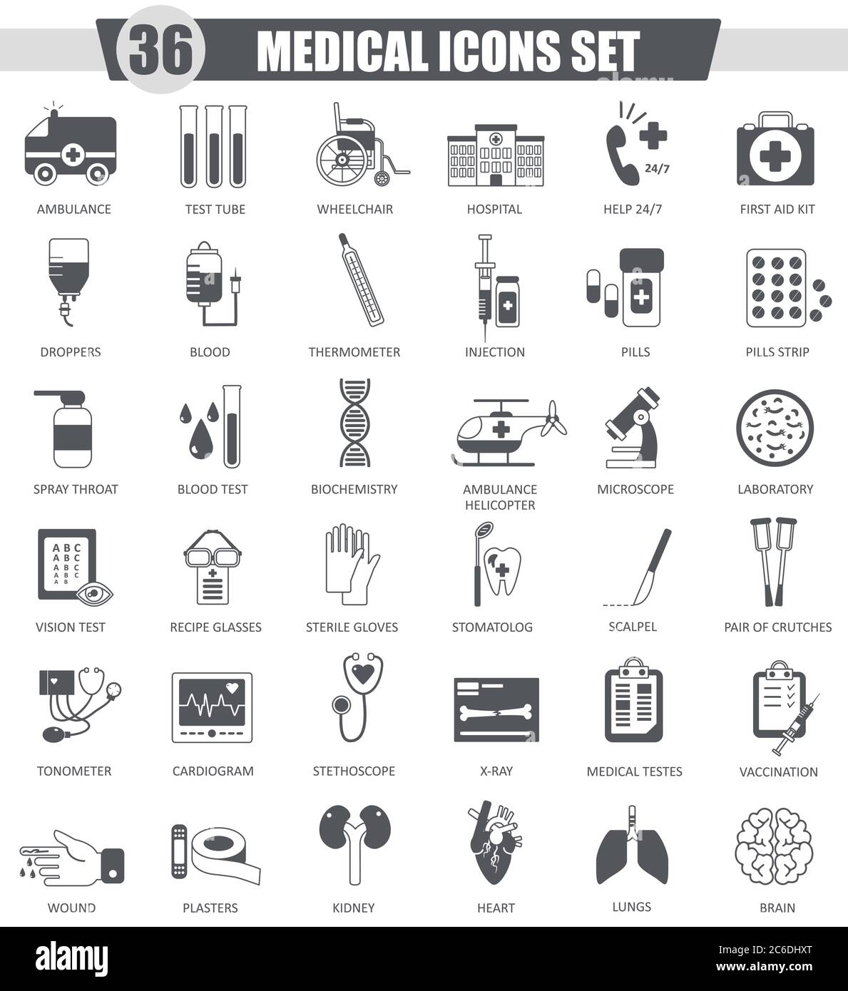 Vector Medical black icon set. Dark grey classic icon design for web ...