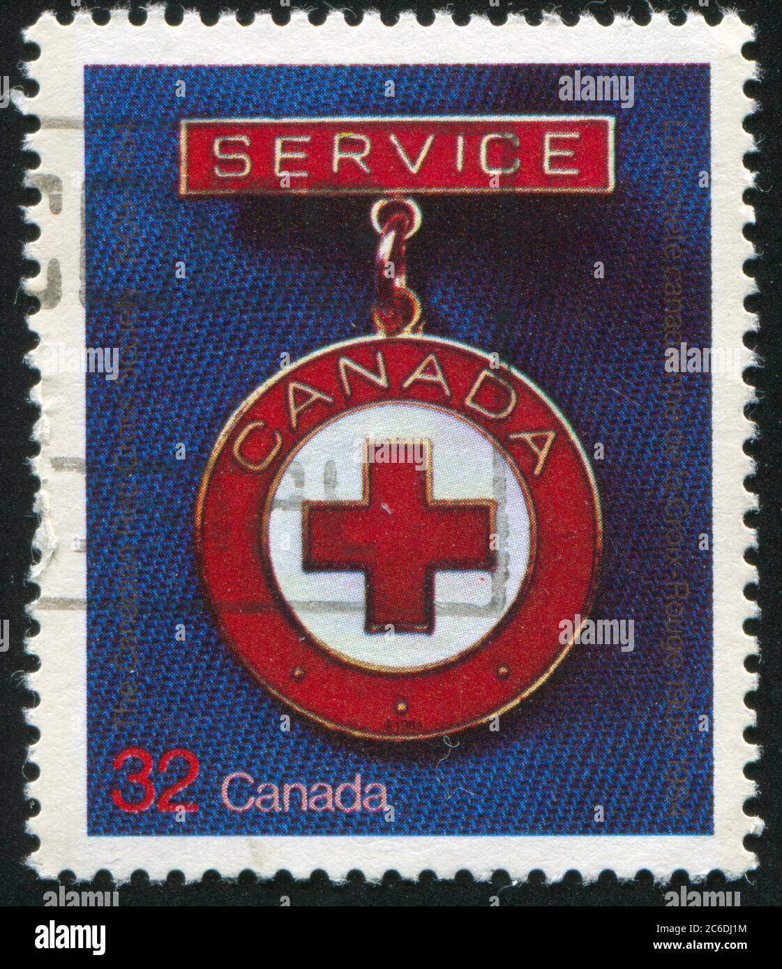 CANADA - CIRCA 1984: stamp printed by Canada, shows Red Cross Badge ...