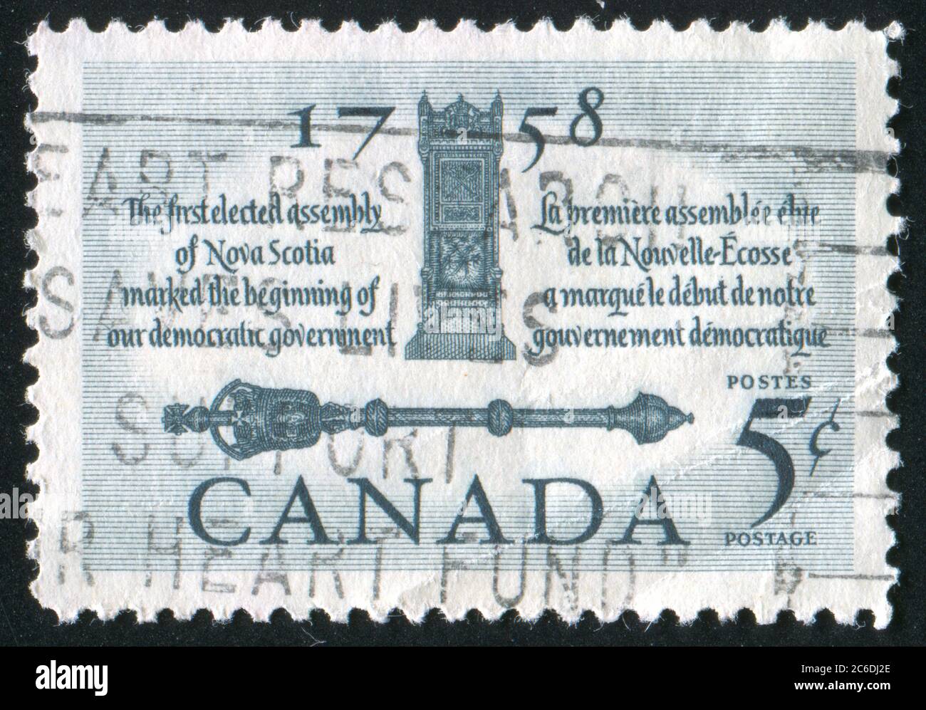 CANADA - CIRCA 1958: stamp printed by Canada, shows Speaker’s Chair and ...