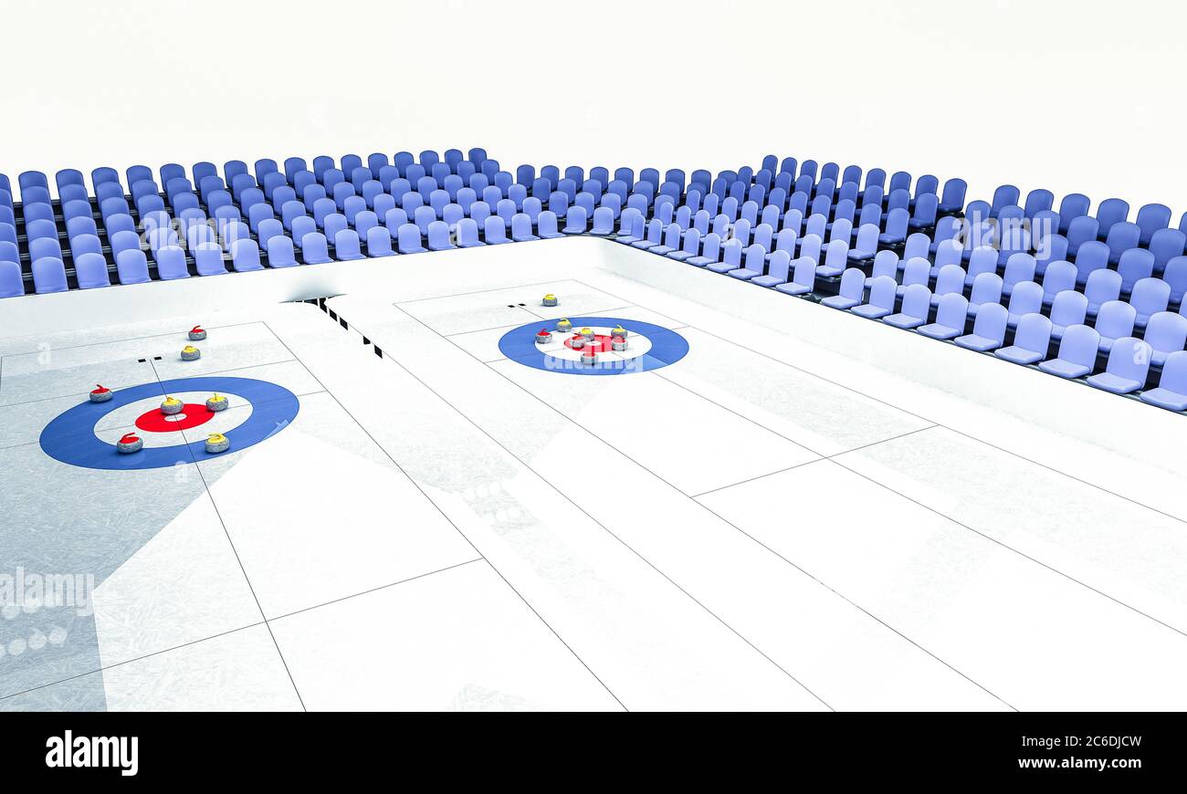 3D Render of Ice arena for playing curling Stock Photo - Alamy