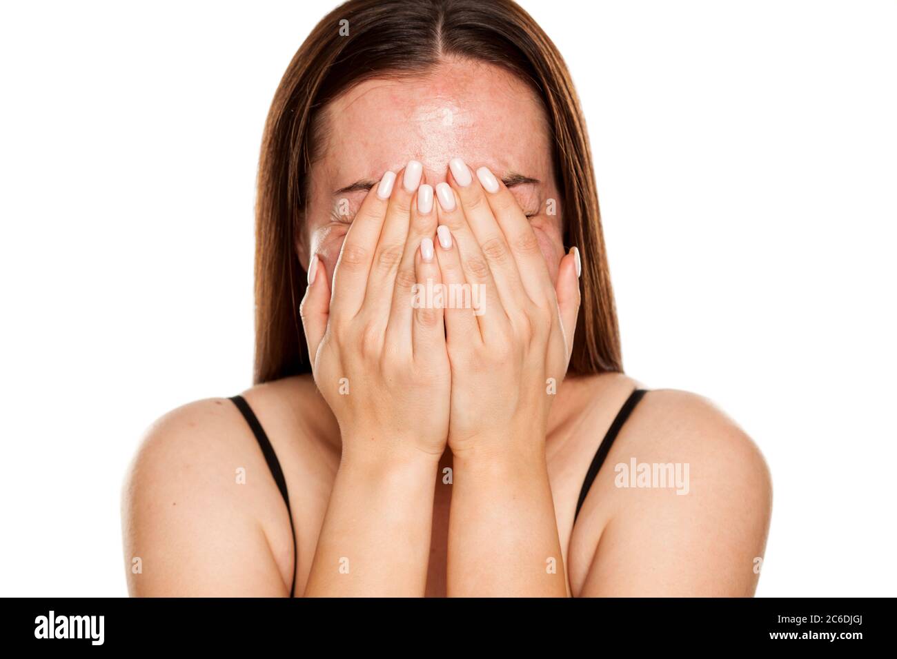 Shy embarrassed young woman hi-res stock photography and images - Alamy