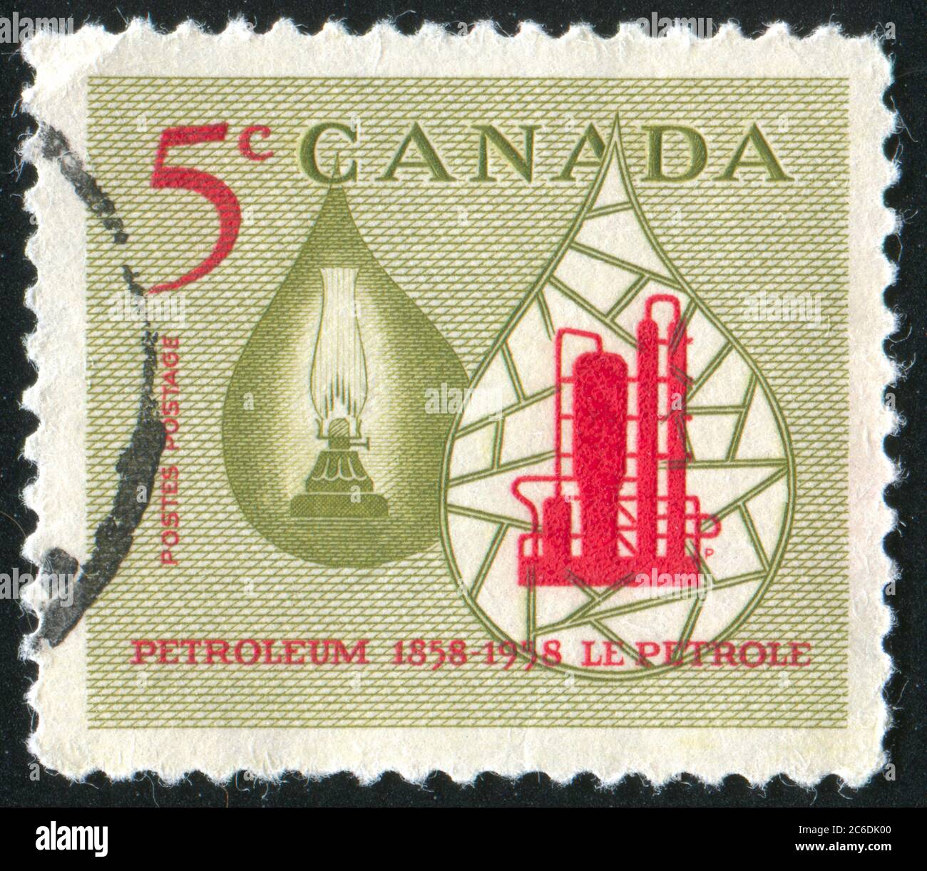 CANADA - CIRCA 1958: stamp printed by Canada, shows Kerosene Lamp and ...