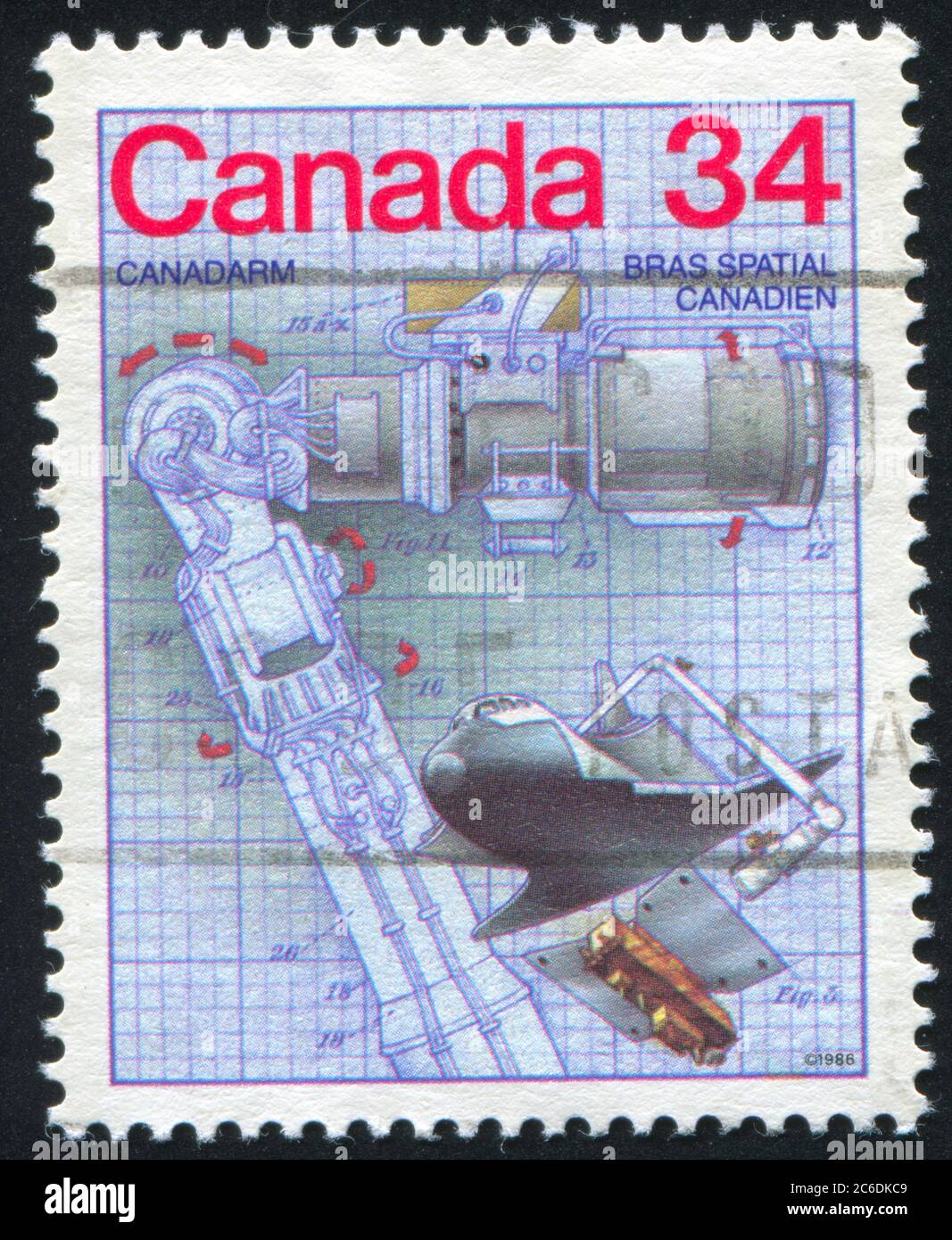 CANADA - CIRCA 1986: stamp printed by Canada, shows Canadarm, circa ...