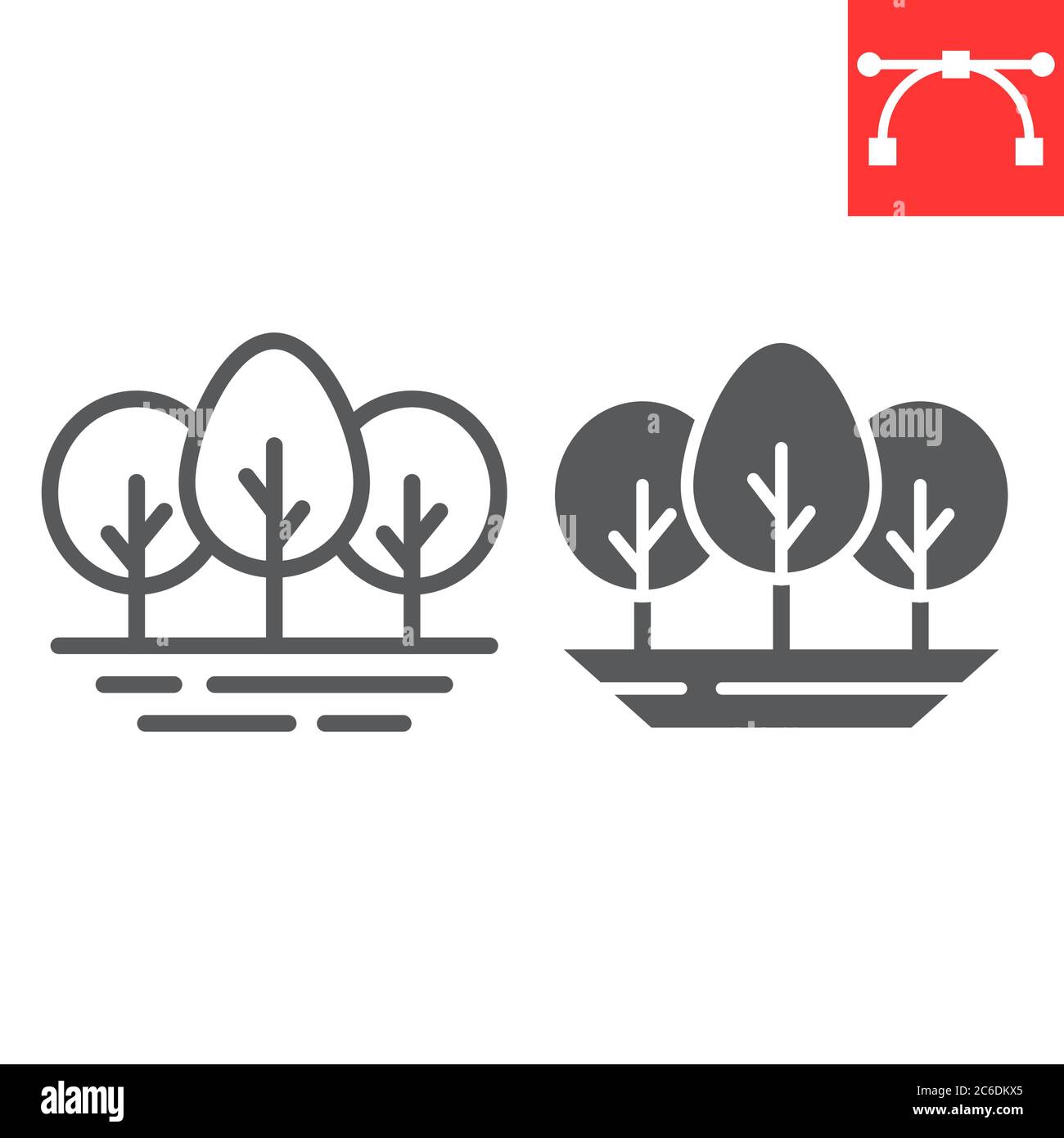 Forest line and glyph icon, nature and ecology, tree sign vector ...
