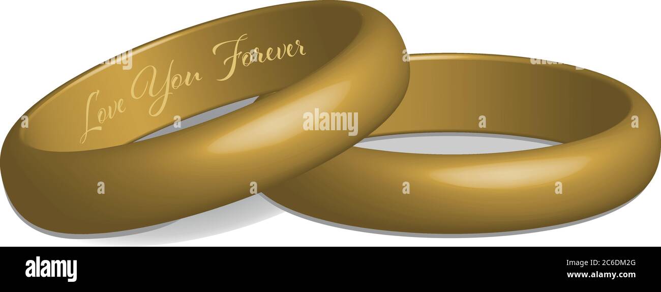 Love you inscription wedding rings in 3D render vector Stock Vector ...