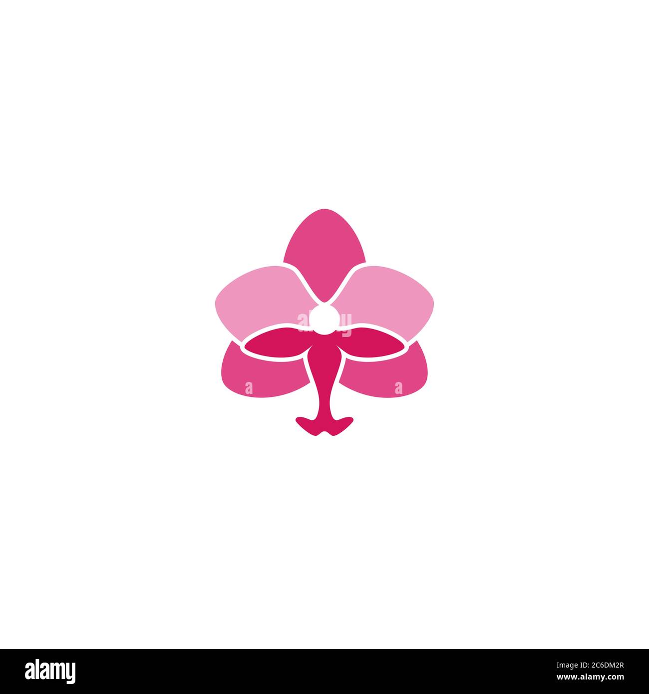 Pink flat icon of orchid flower. Isolated on white. Vector illustration ...