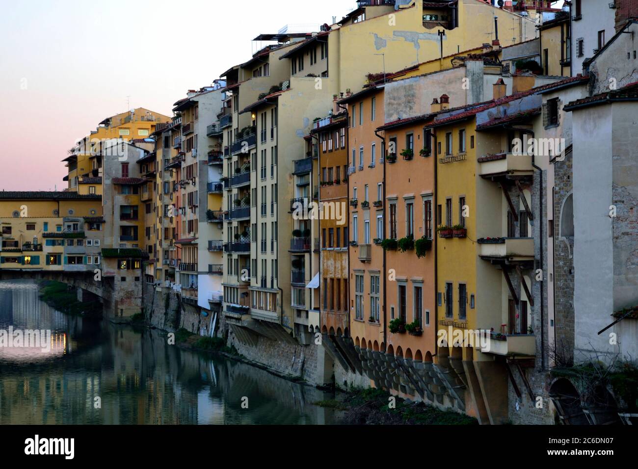 Florence, tuscany, Italy. Side view of the Arno riverside inside the ...