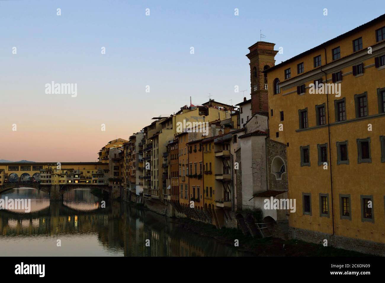 Florence, tuscany, Italy. Side view of the Arno riverside inside the ...