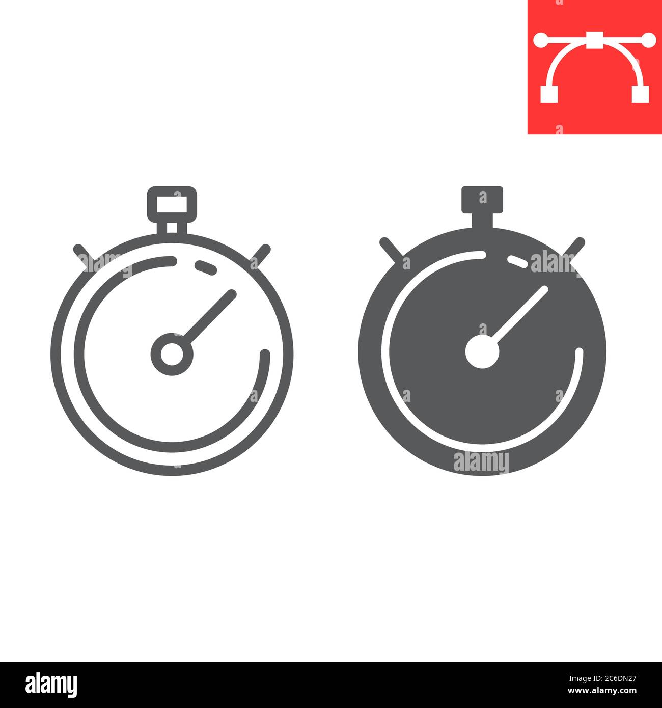 Stopwatch line and glyph icon, fitness and sport, timer sign vector ...