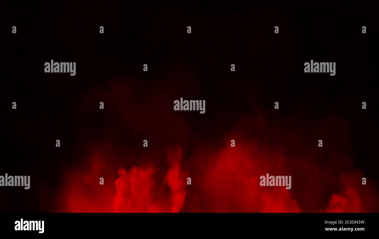 Paranormal red mystic smoke on the floor. Fog isolated on black ...