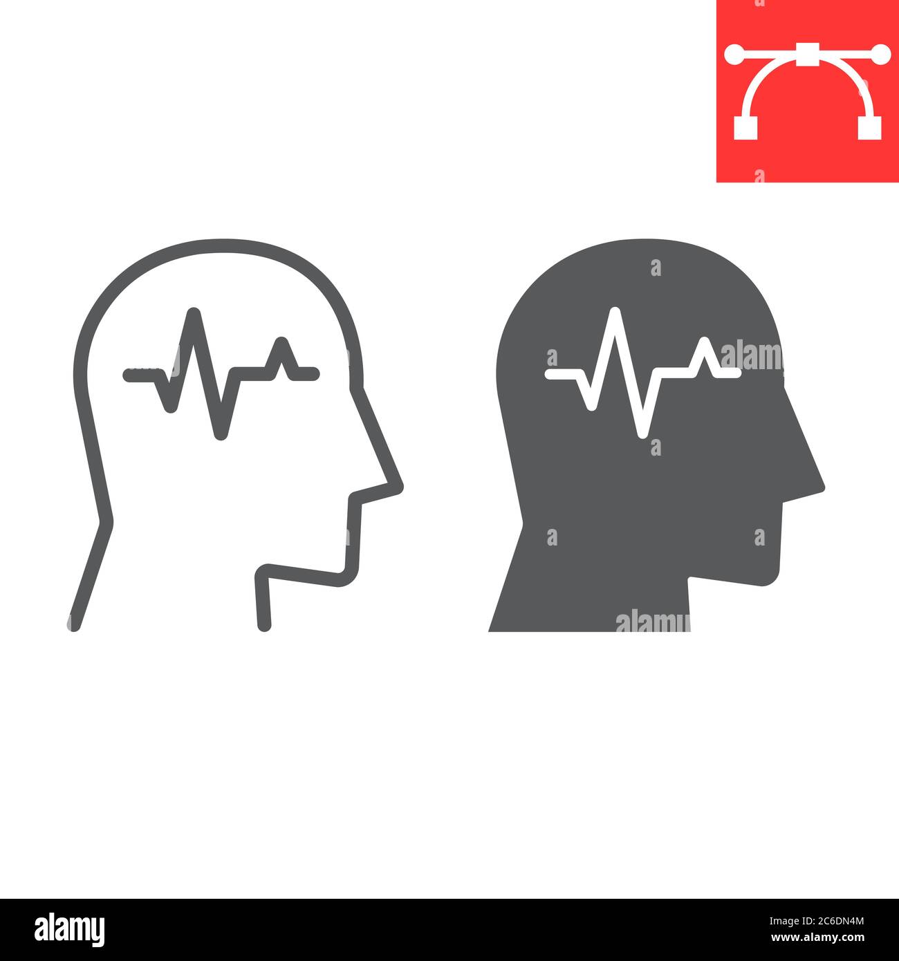 Epilepsy line and glyph icon, illness and neurology, epilepsy sign ...