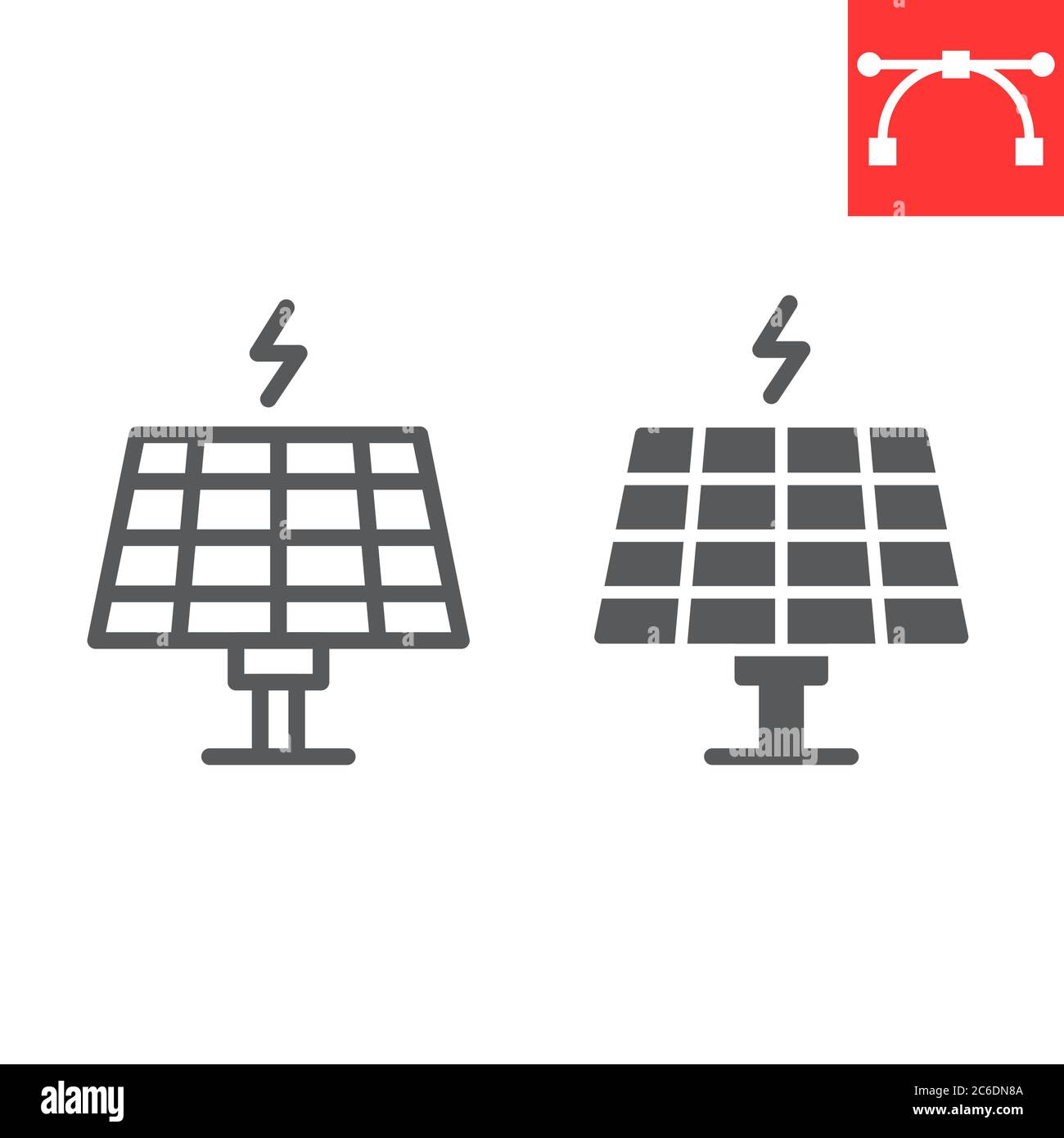 Solar panel line and glyph icon, energy and ecology, sun solar panel ...