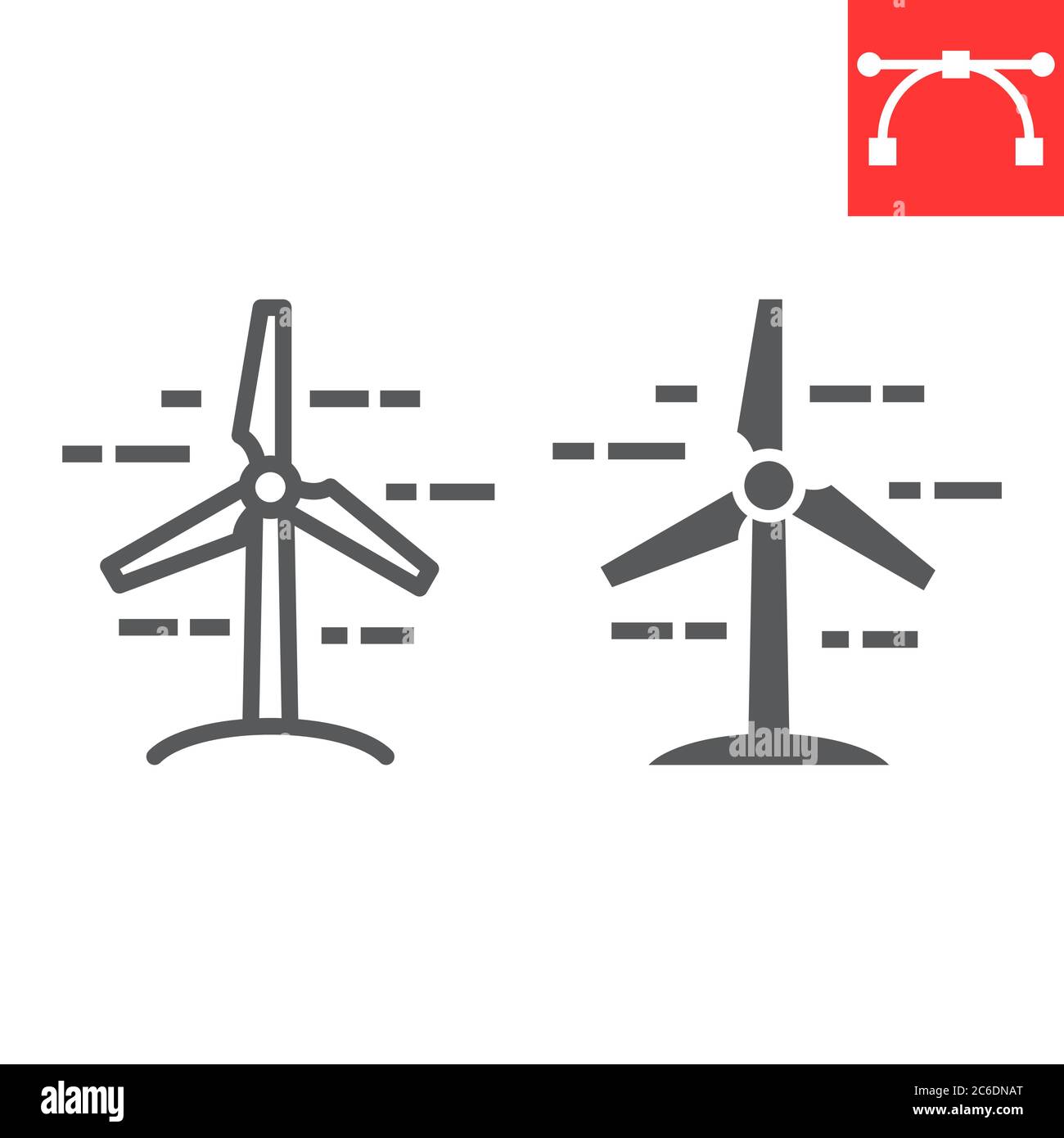 Wind Turbine line and glyph icon, energy and ecology, wind energy sign ...