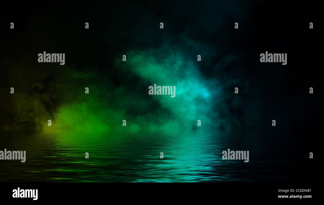 Abstract multi color fog smoke effects on isolated black background ...