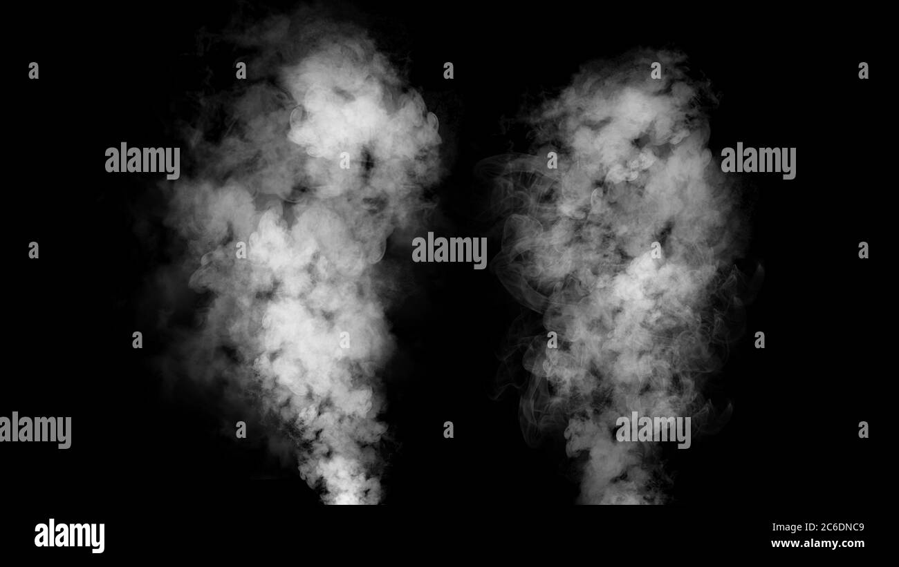 Explosion smoke on isolated black background. Abstract texture overlays ...