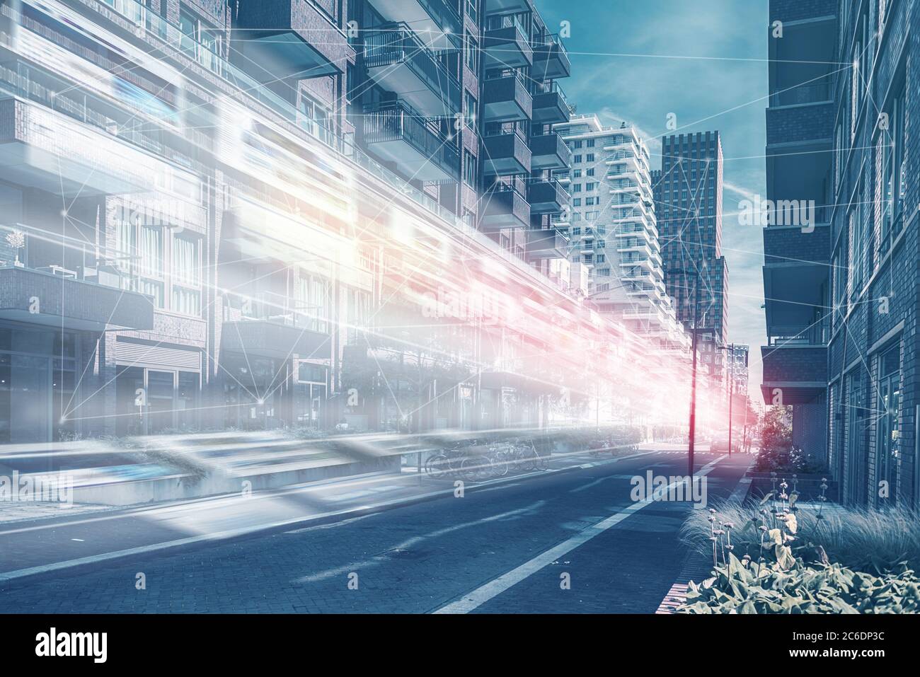 Modern living, Zuidas Amsterdam, IOT, network concept. Smart city. 5G ...